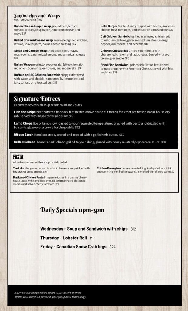 Menu – Lake View Tavern